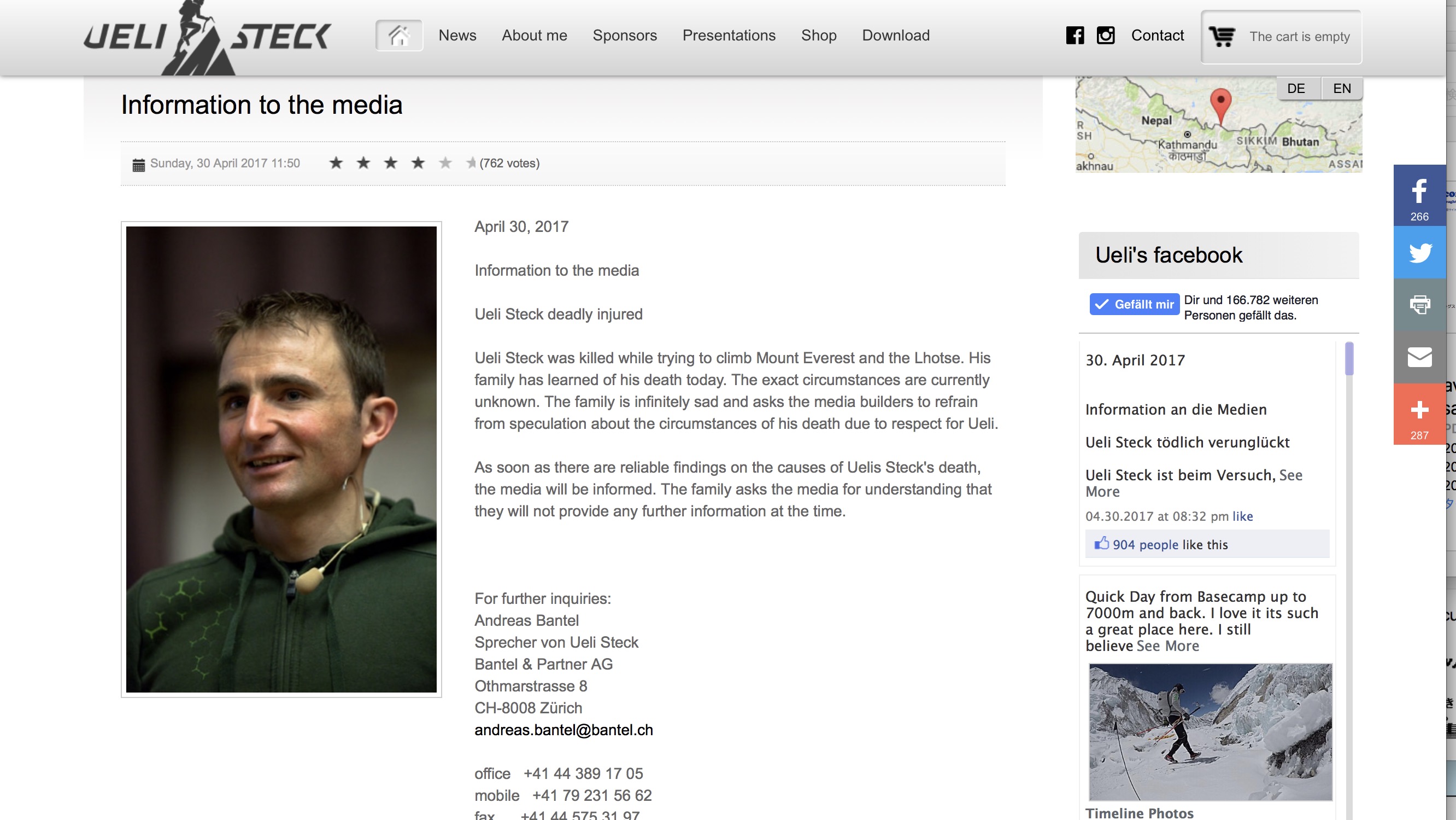 「スイス・マシーン」ウーリー・ステック Ueli Steckがエベレストで滑落死 | DogsorCaravan トレイルランニング・スカイ ...